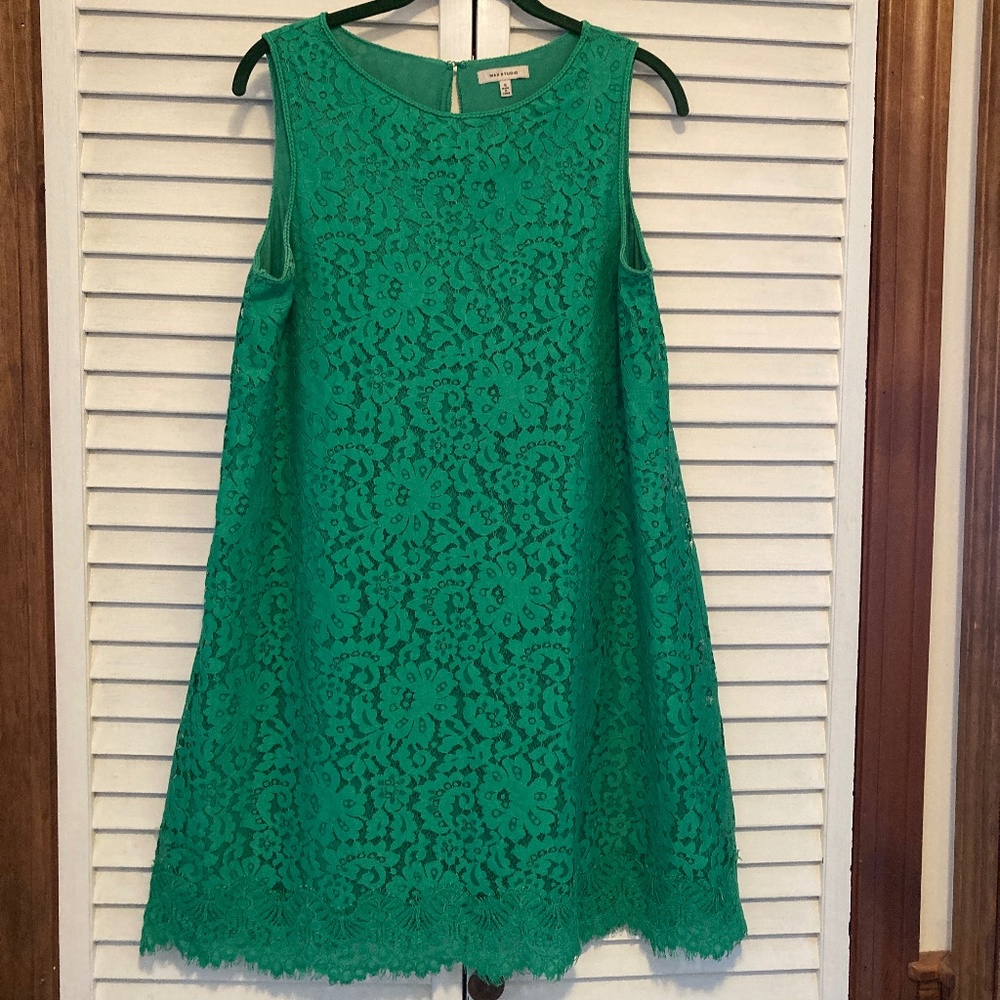 Max Studio Green Lace Shift Dress Small - Gem